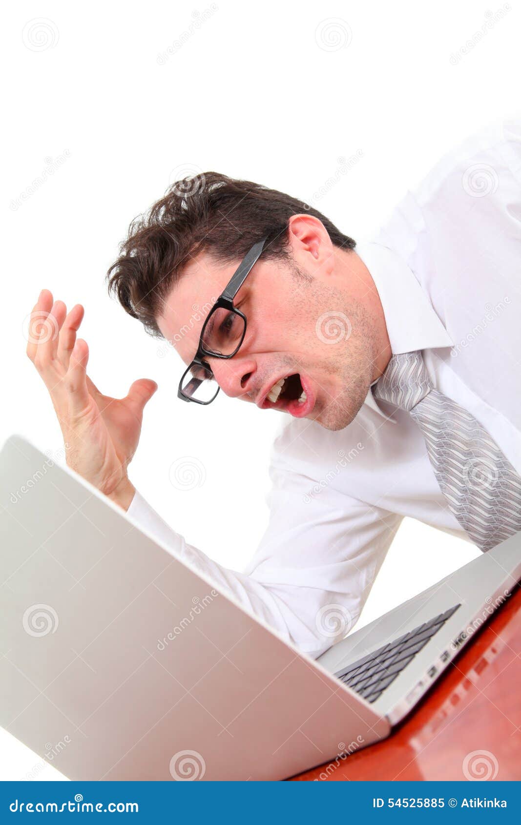 Angry man with computer stock image. Image of internet - 54525885