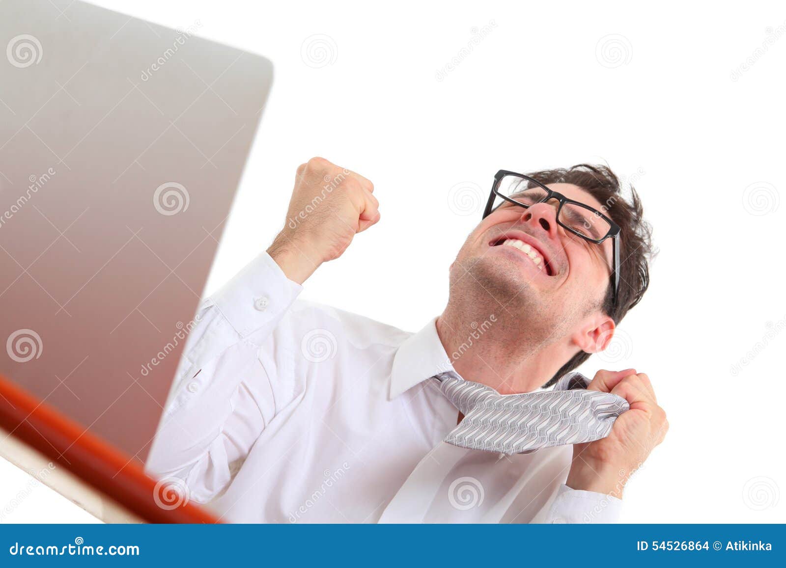 Angry man with computer stock photo. Image of isolated - 54526864