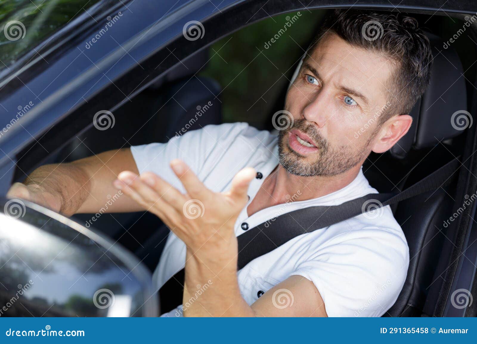 Angry man driving vehicle stock photo. Image of anger - 291365458