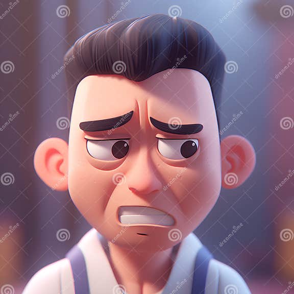 Angry Man Face 3d Illustration Cartoon Style Vector Stock Illustration Illustration Of