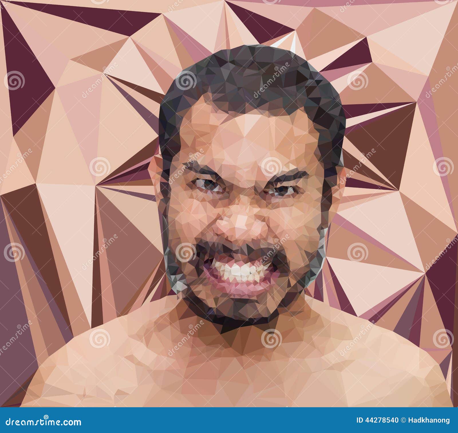 Angry Man Face in Triangular Style Stock Illustration - Illustration of ...