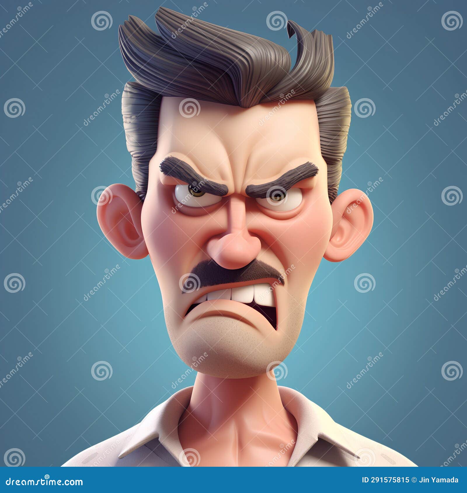 Angry Man with Angry Facial Expression. 3d Render Illustration Stock ...