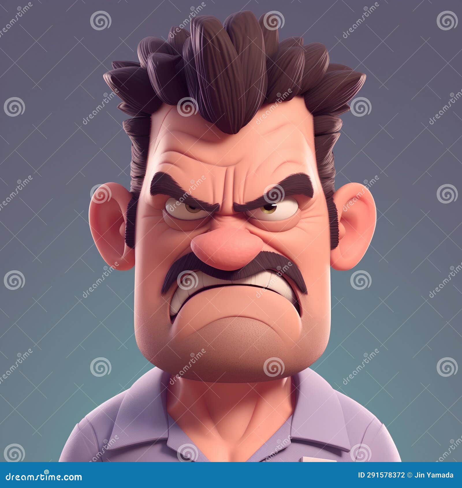 Angry Man with Angry Facial Expression. 3D Rendering Illustration Stock ...
