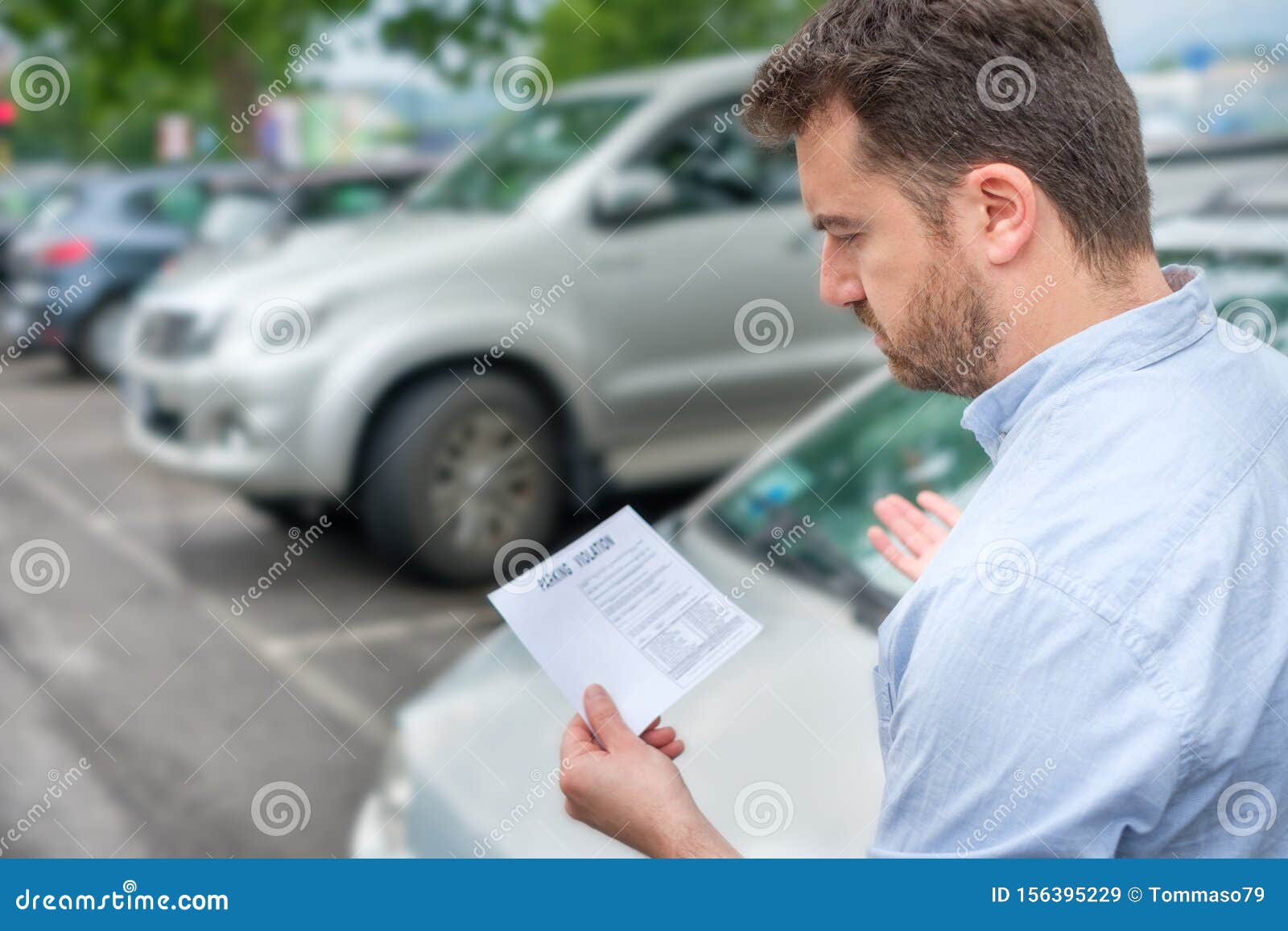Angry Man Finding Parking Ticket Fine on His Car Stock Image - Image of ...