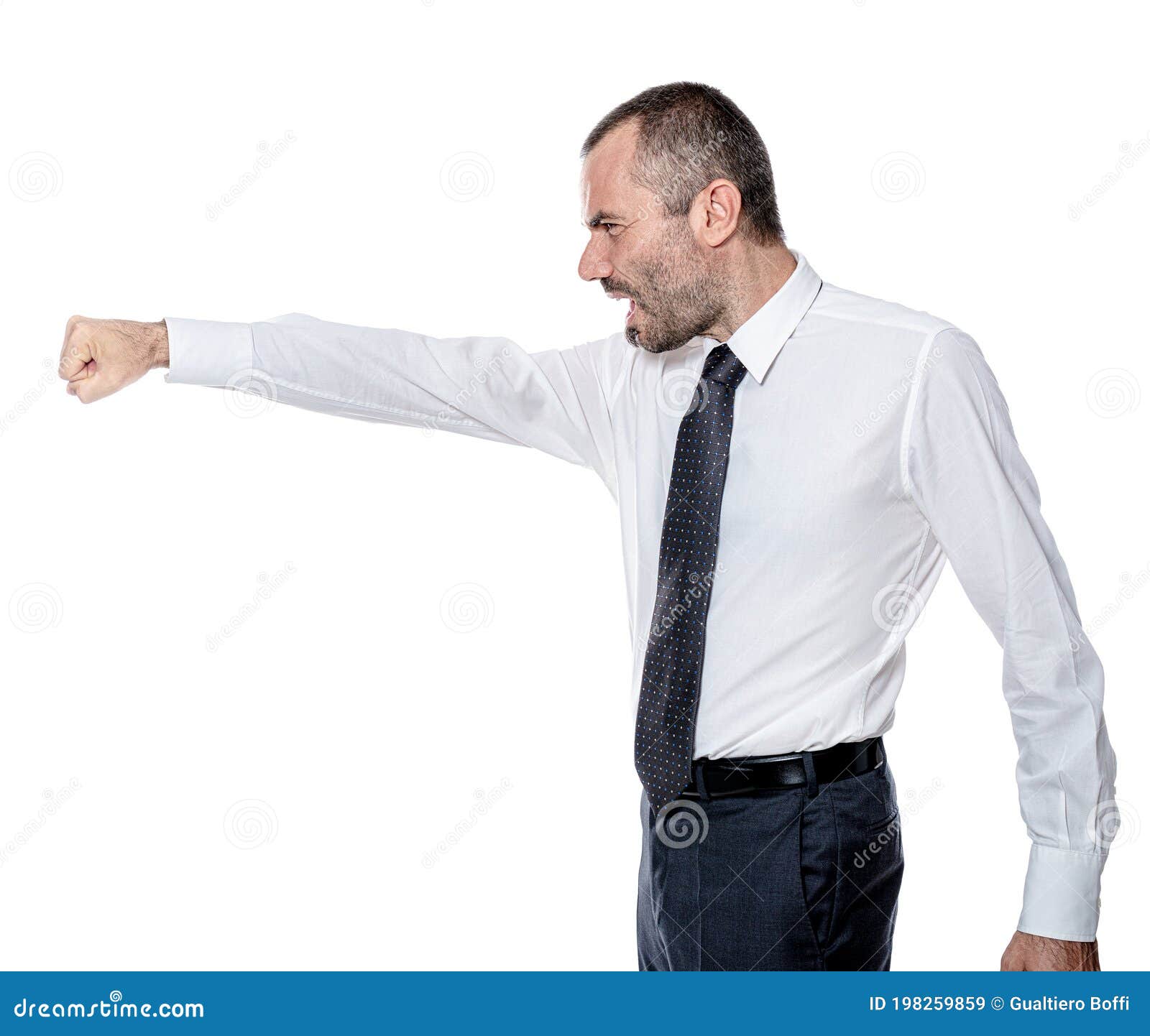 Angry Man with Fist and Aggressive Expression Stock Image - Image of ...