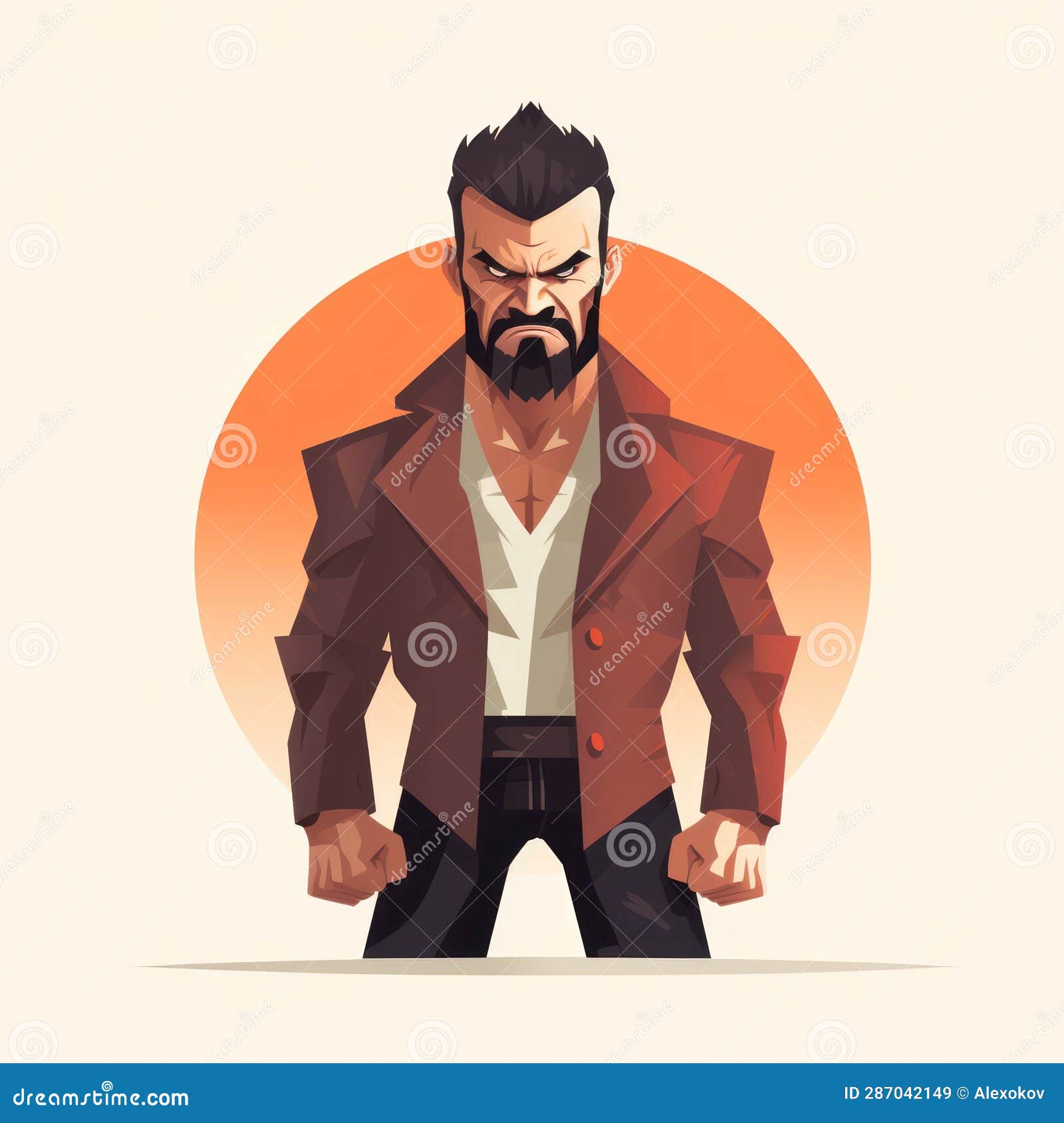 Angry Man Flat Minimalistic Animation AI Generated Stock Illustration ...