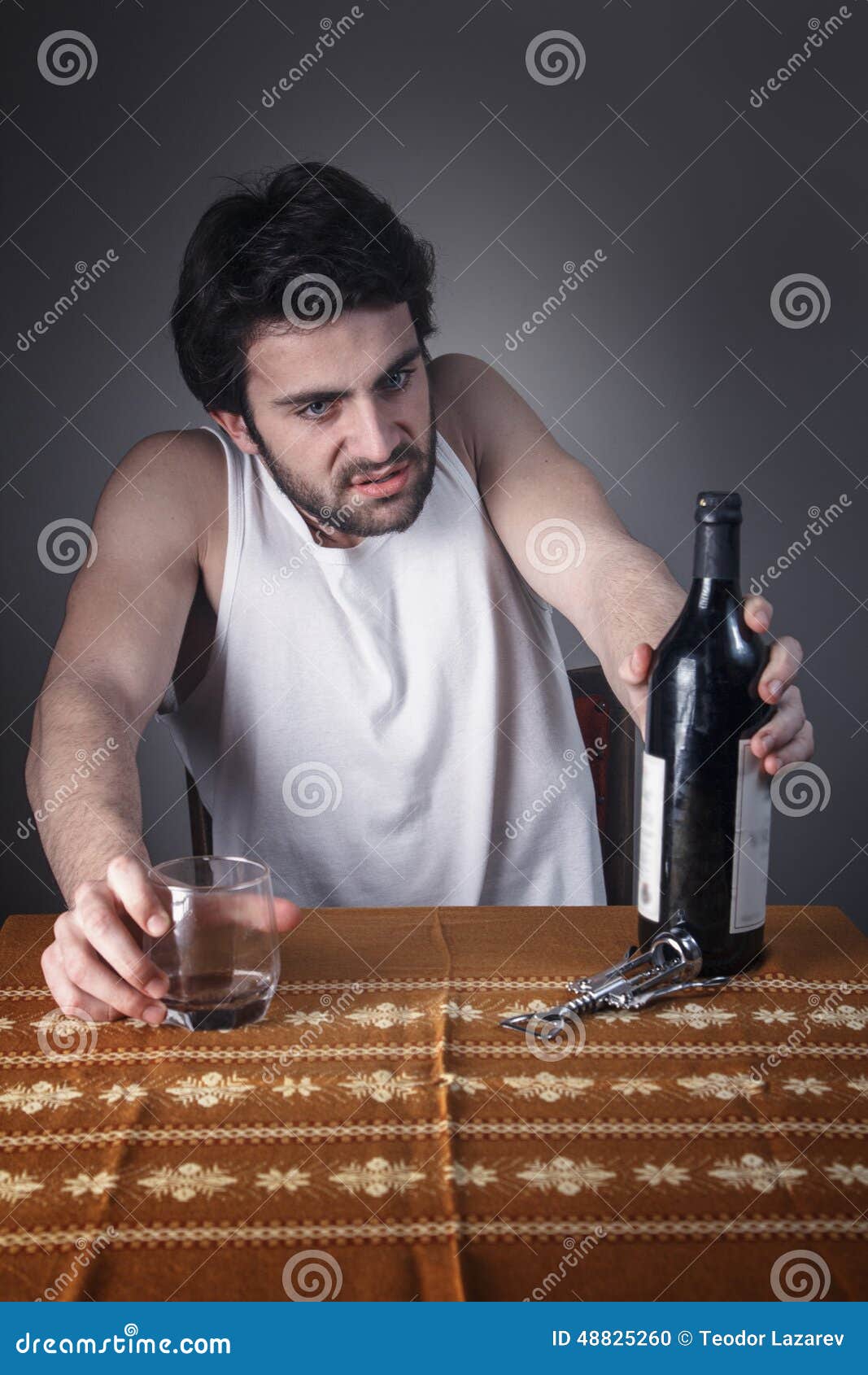 Angry man gasping for wine stock photo. Image of dramatic - 48825260