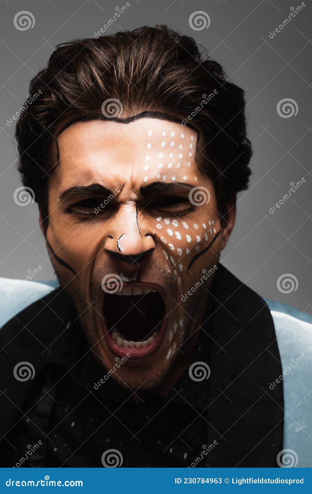 Angry Man in Halloween Makeup Shouting Stock Image - Image of caucasian ...