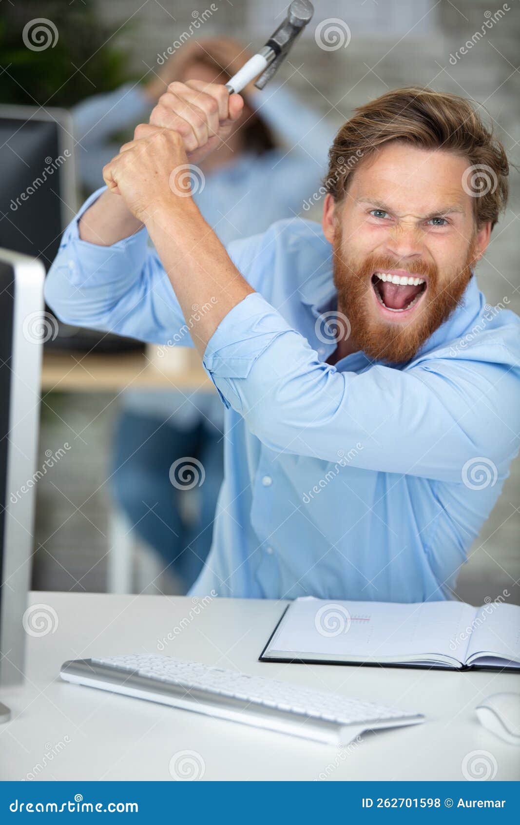 Angry Man with Hammer Up in Hand Stock Photo - Image of rage, hammer ...