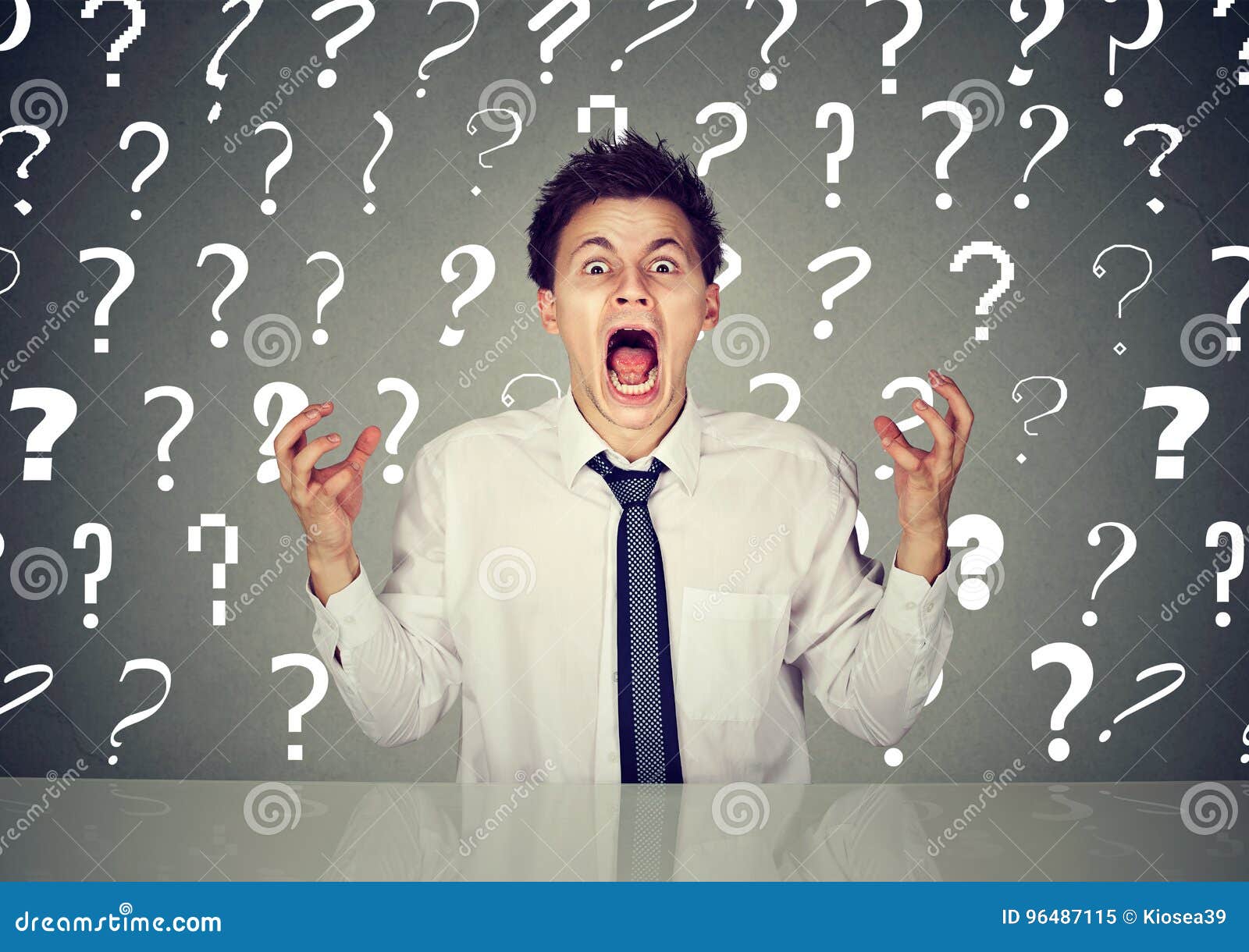 Angry Man Has Many Questions Stock Image - Image of exasperated ...