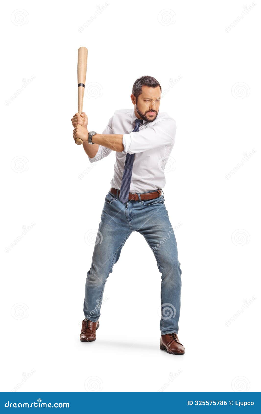 Angry Man Hitting with a Baseball Bat Stock Photo - Image of serious ...
