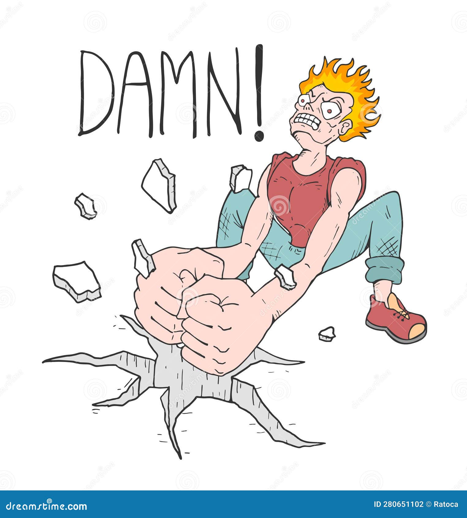 Angry Man Hitting The Ground Vector Illustration | CartoonDealer.com ...