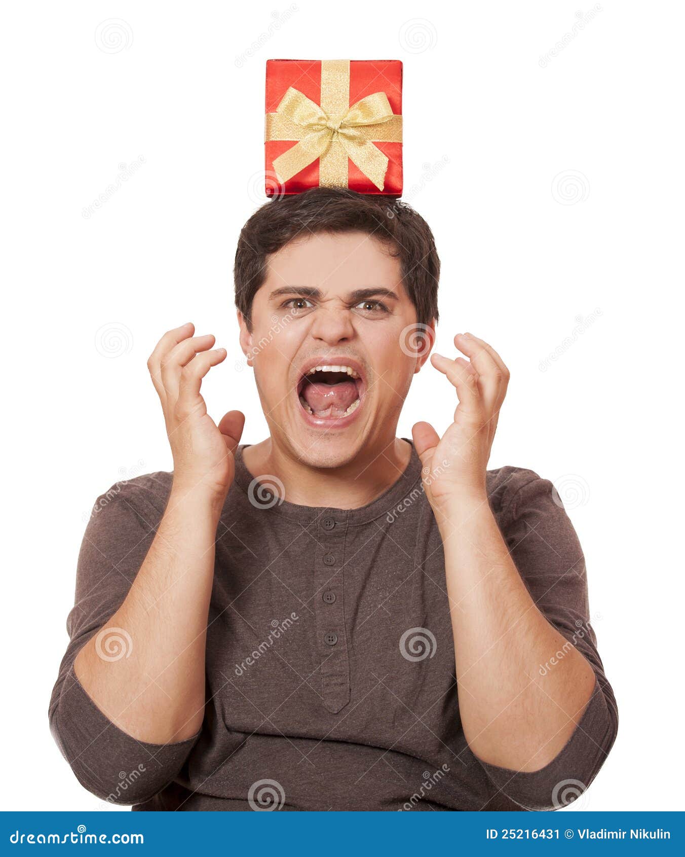 An Angry Man Holding Present Box Stock Image - Image of anniversary ...