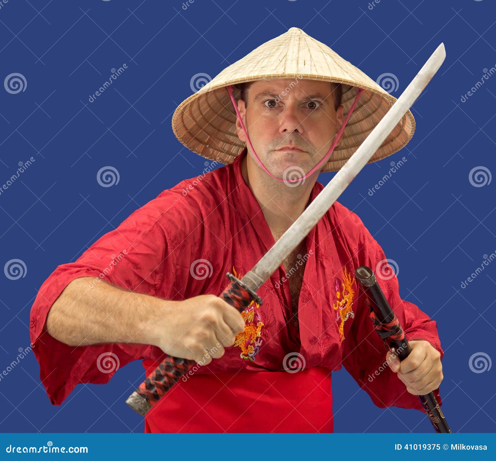 Angry Man Holding Samurai Sword Stock Image - Image of army, humourosly ...