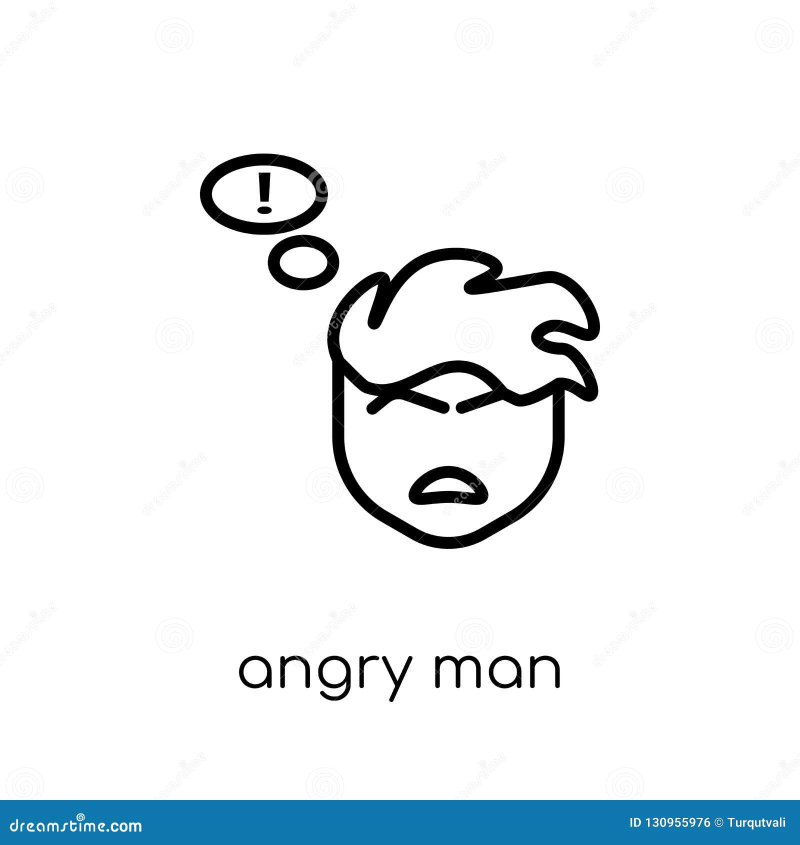 Angry Man Icon. Trendy Modern Flat Linear Vector Angry Man Icon Stock ...