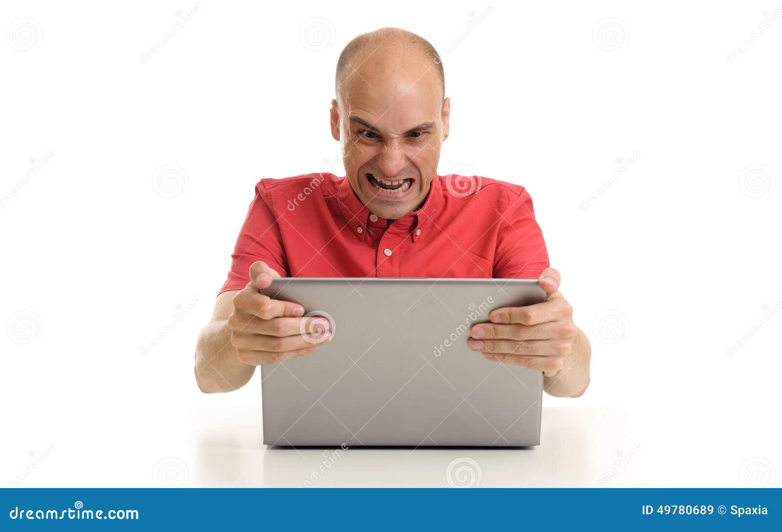 Angry man with laptop stock image. Image of emotion, crazy - 49780689