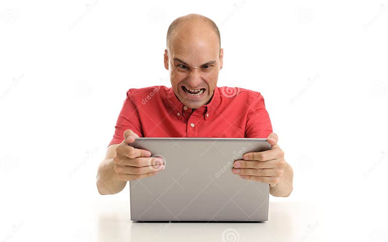 Angry man with laptop stock image. Image of emotion, crazy - 49780689