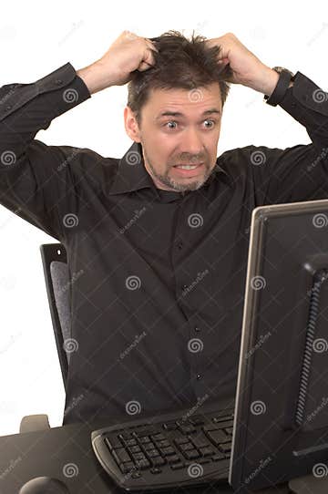 Angry Man Looking at Computer Stock Image - Image of detail, computing ...