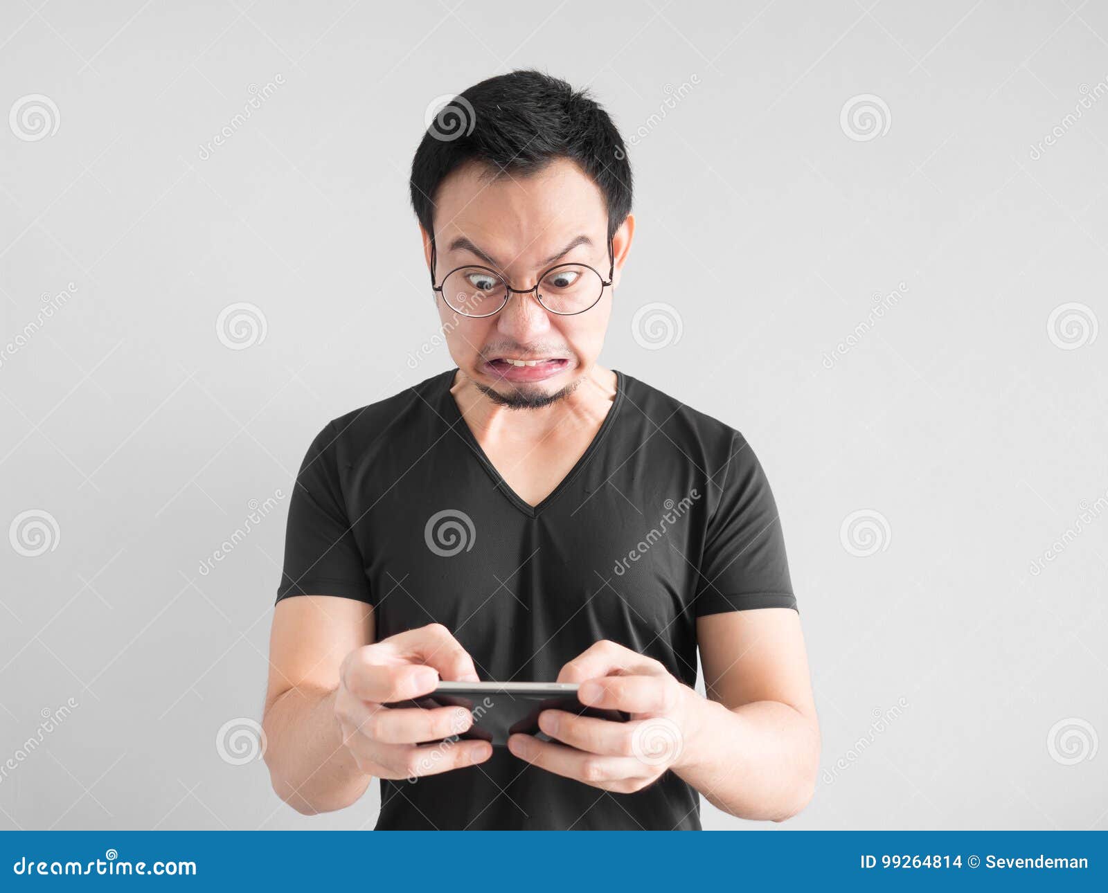 Angry Man is Losing the Mobile Game. Stock Photo - Image of holding ...