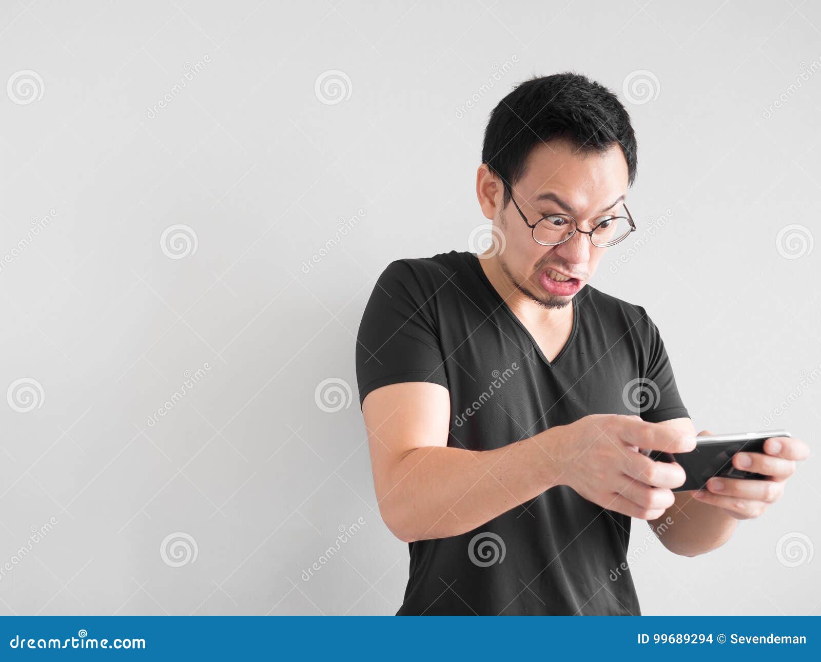 Angry Man is Losing the Mobile Game. Stock Photo - Image of furiously ...