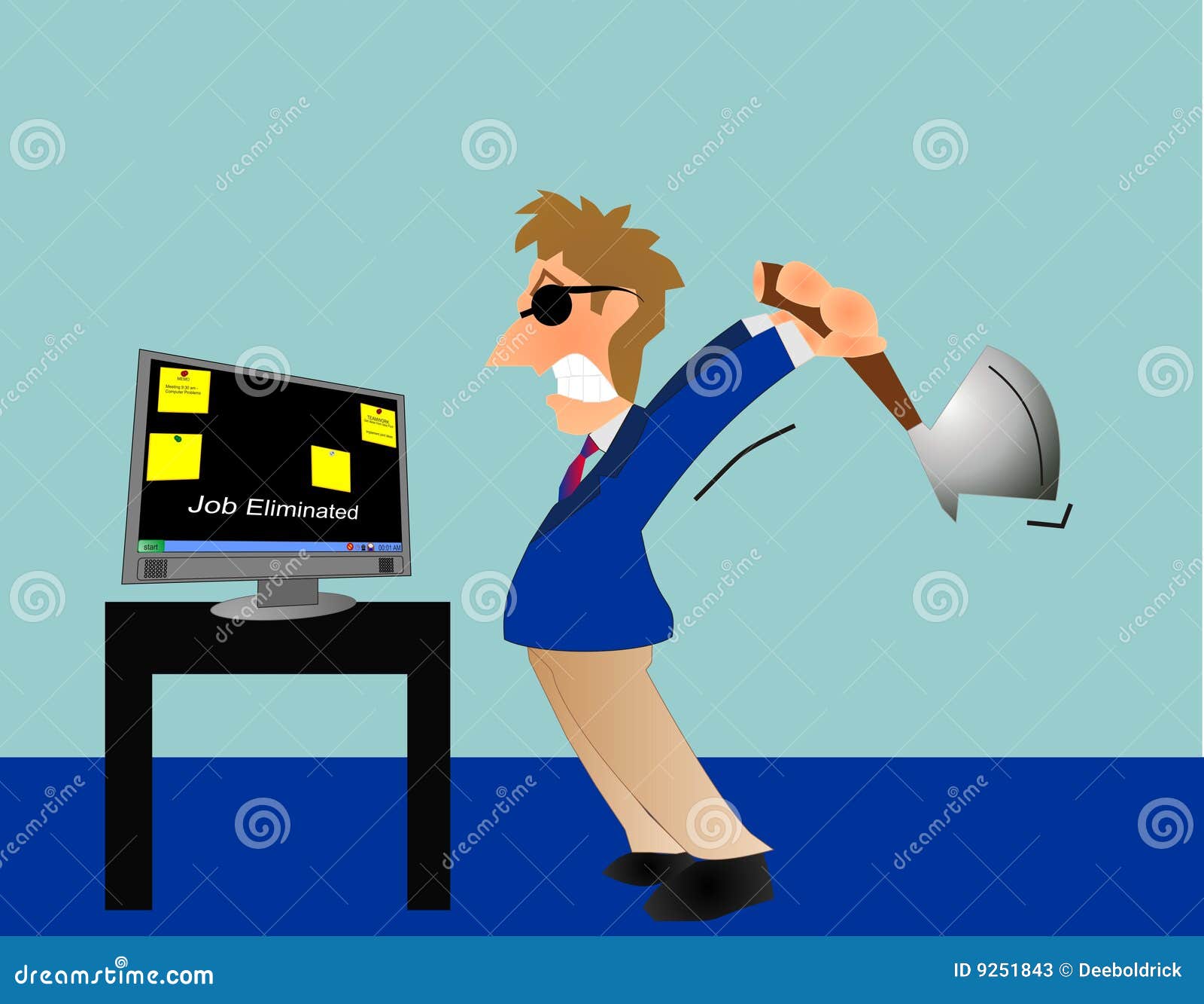 Angry man lost job. stock vector. Illustration of fired - 9251843