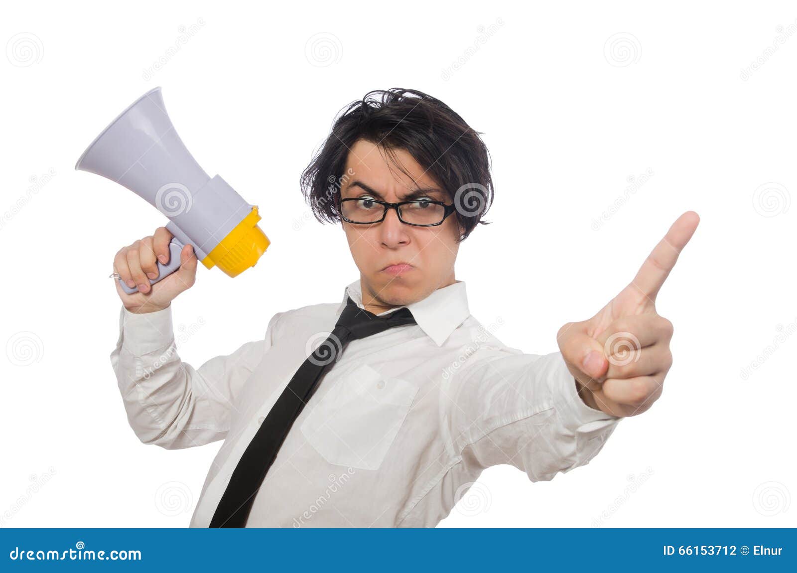 The Angry Man with Loudspeaker Isolated on White Stock Photo - Image of ...