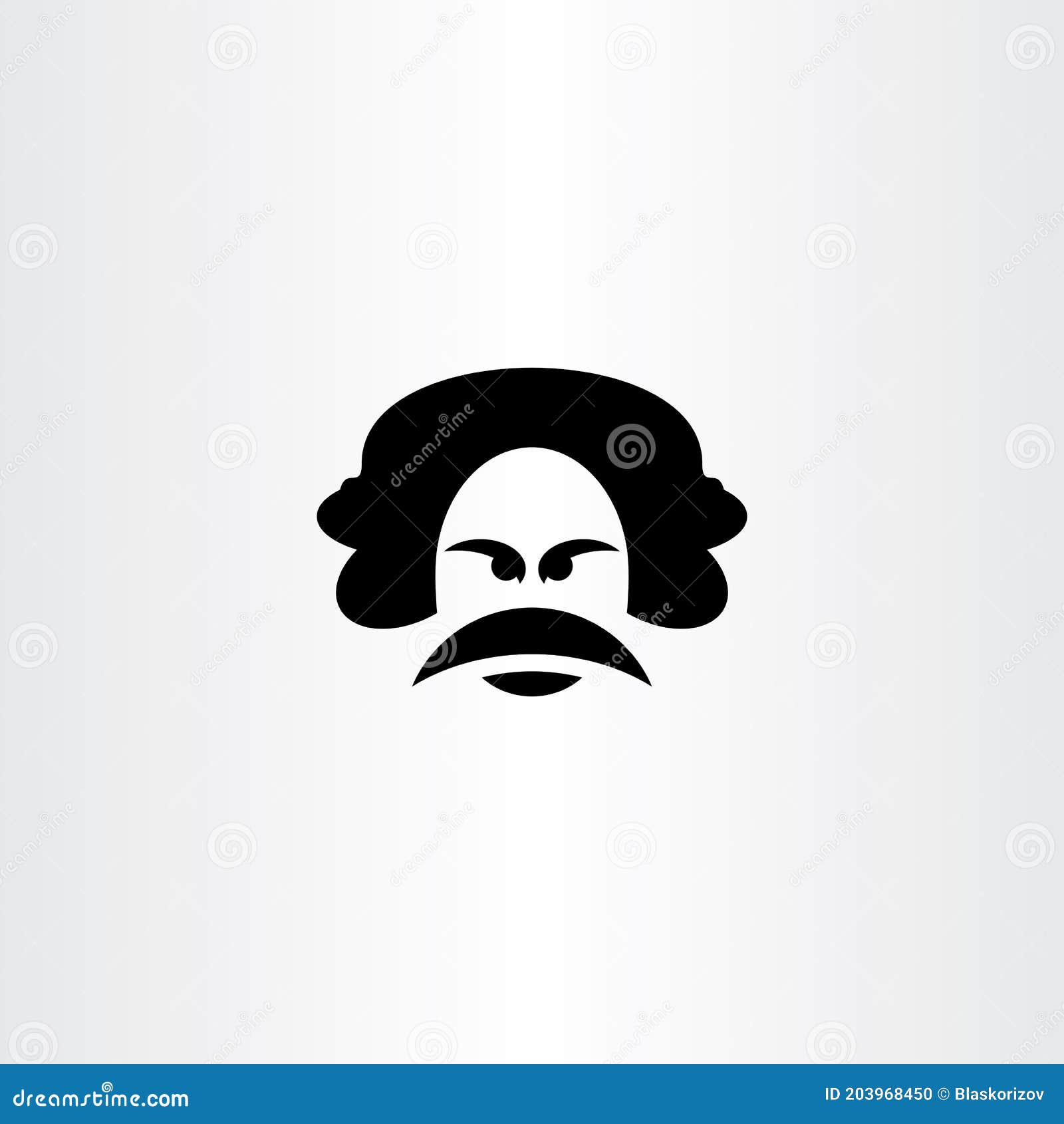Angry Man with Mustache Vector Icon Stock Vector - Illustration of head ...