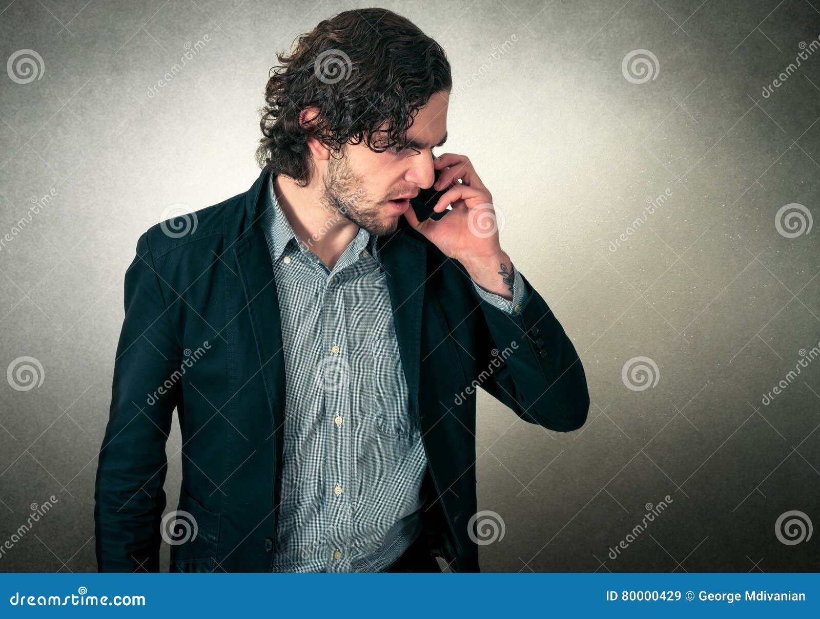 Angry man on phone stock image. Image of anger, shouting - 80000429