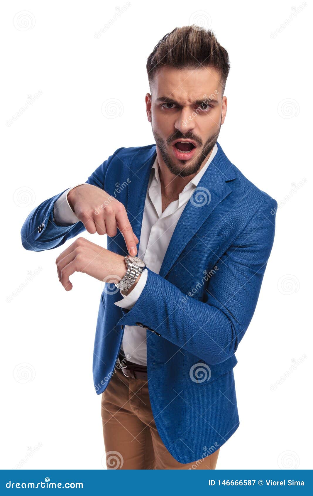 Angry Man Pointing His Finger To Watch And Screaming Stock Image ... Angry Man Pointing His Finger To Watch And Screaming Stock Image ...