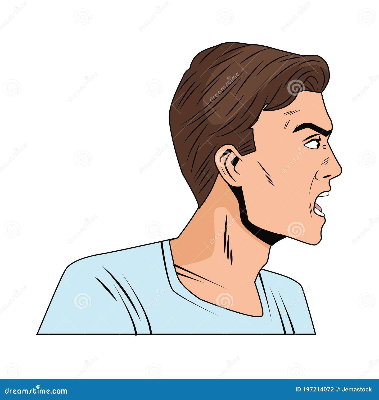 Angry Man Profile Pop Art Style Character Stock Vector - Illustration ...