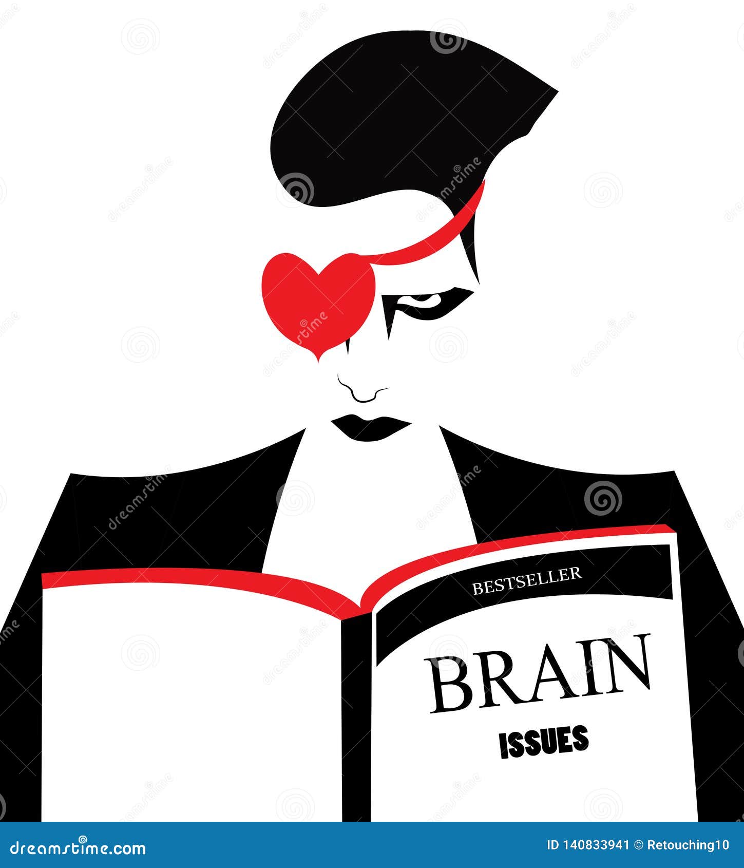An Angry Man Reading a Book about Brain Issues Stock Illustration ...