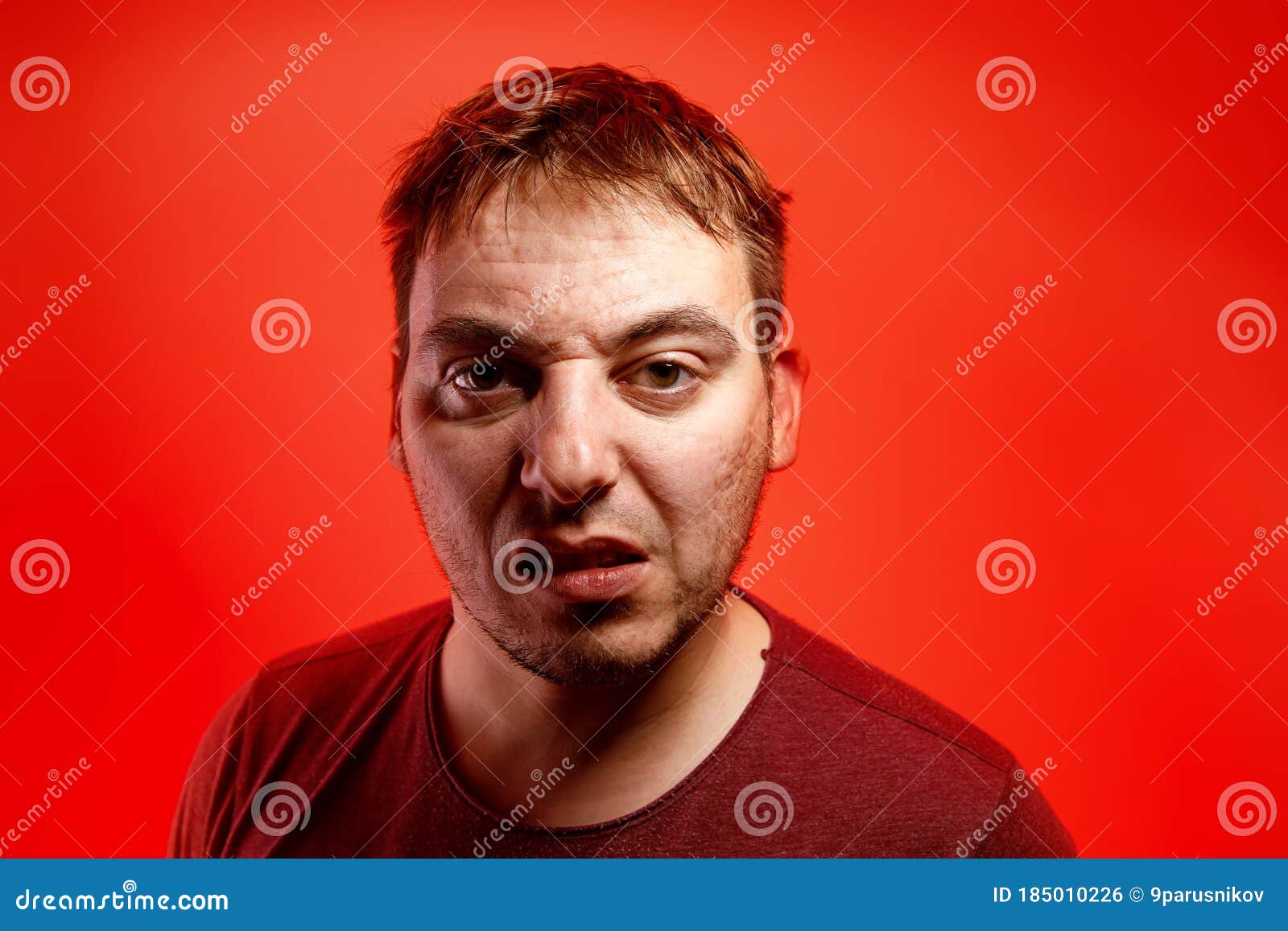 Angry Man on a Red Background Stock Photo - Image of angry, evil: 185010226