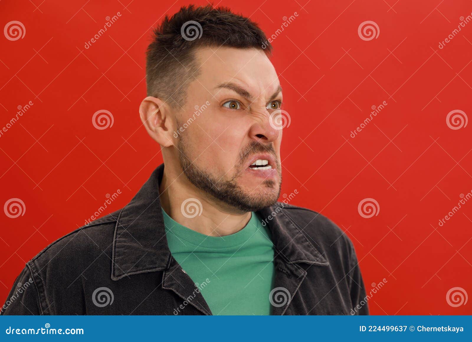 Angry Man on Red Background. Hate Concept Stock Image - Image of ...