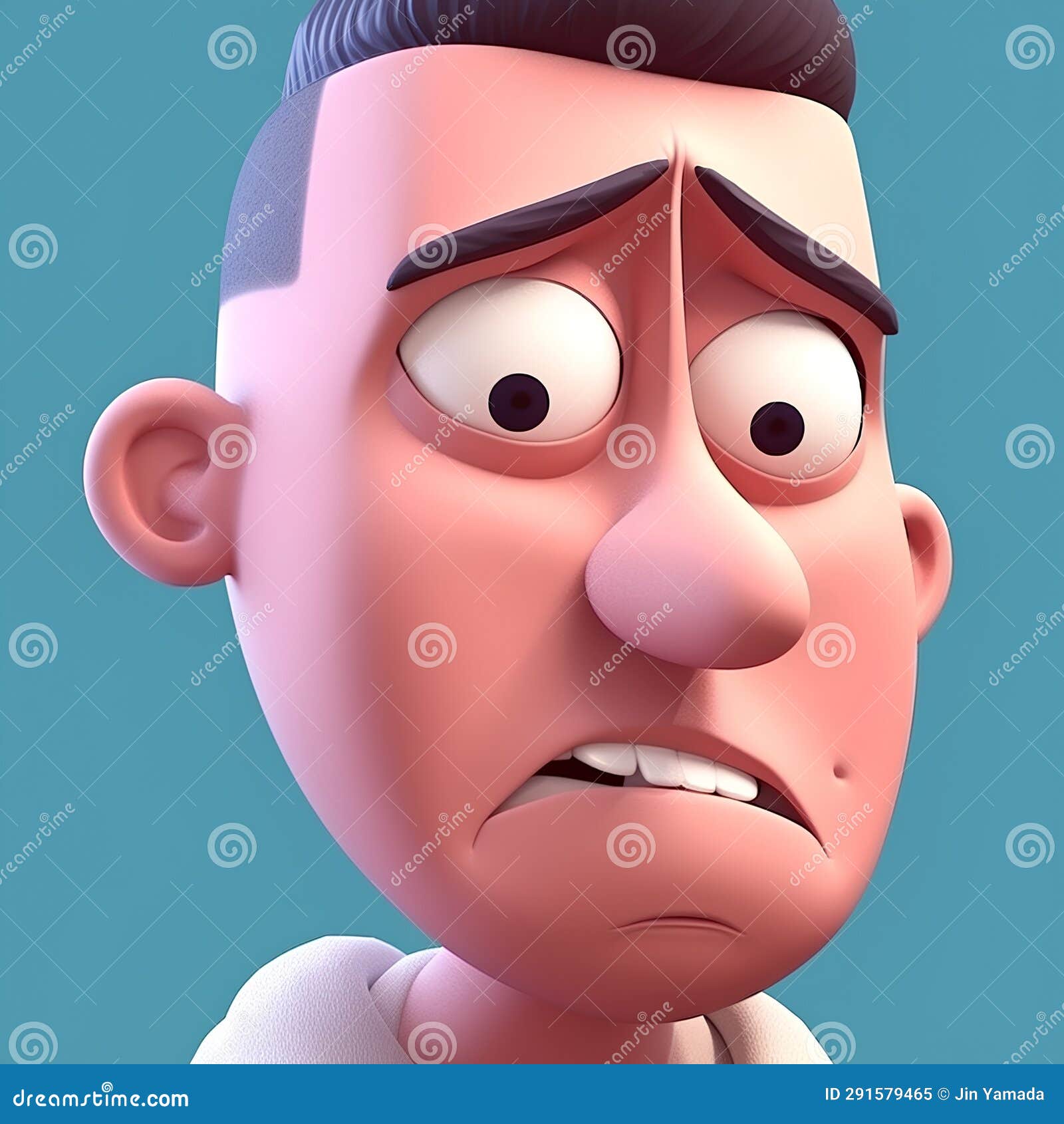 Angry Man with a Sad Expression on His Face. 3d Rendering Stock ...