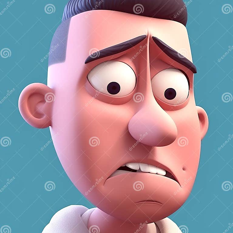 Angry Man with a Sad Expression on His Face. 3d Rendering Stock ...
