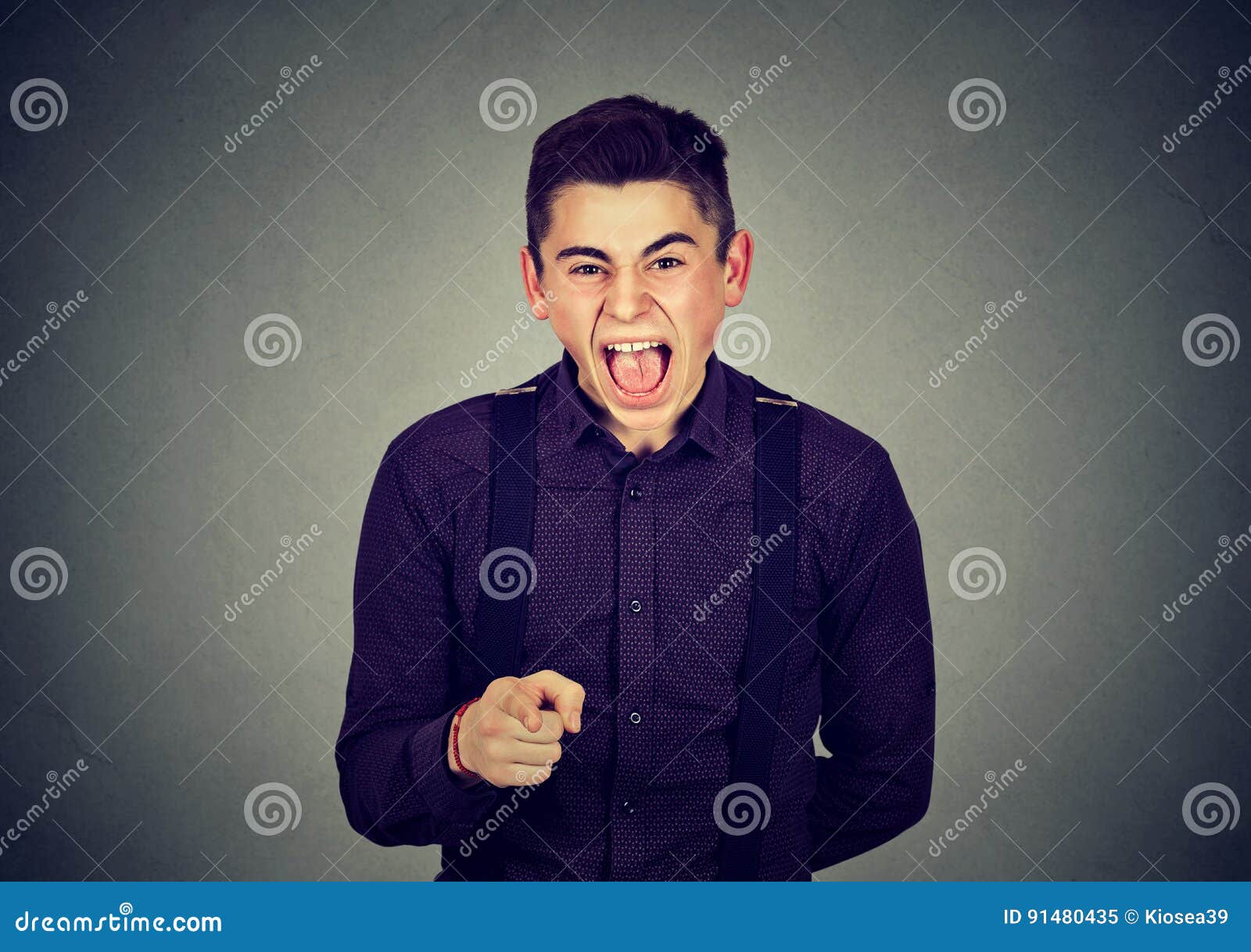 Angry Man Screaming Pointing Finger at Someone Stock Image - Image of ...