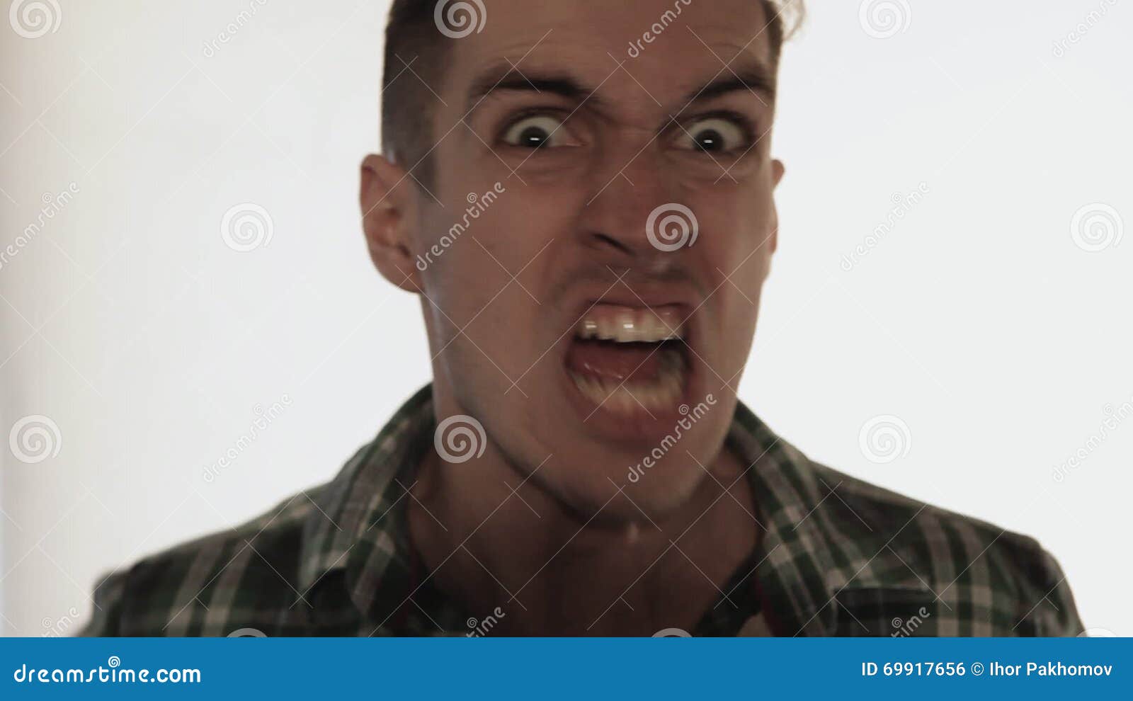 Angry Man Screaming and Punching Camera Danger Violence Stock Footage ...