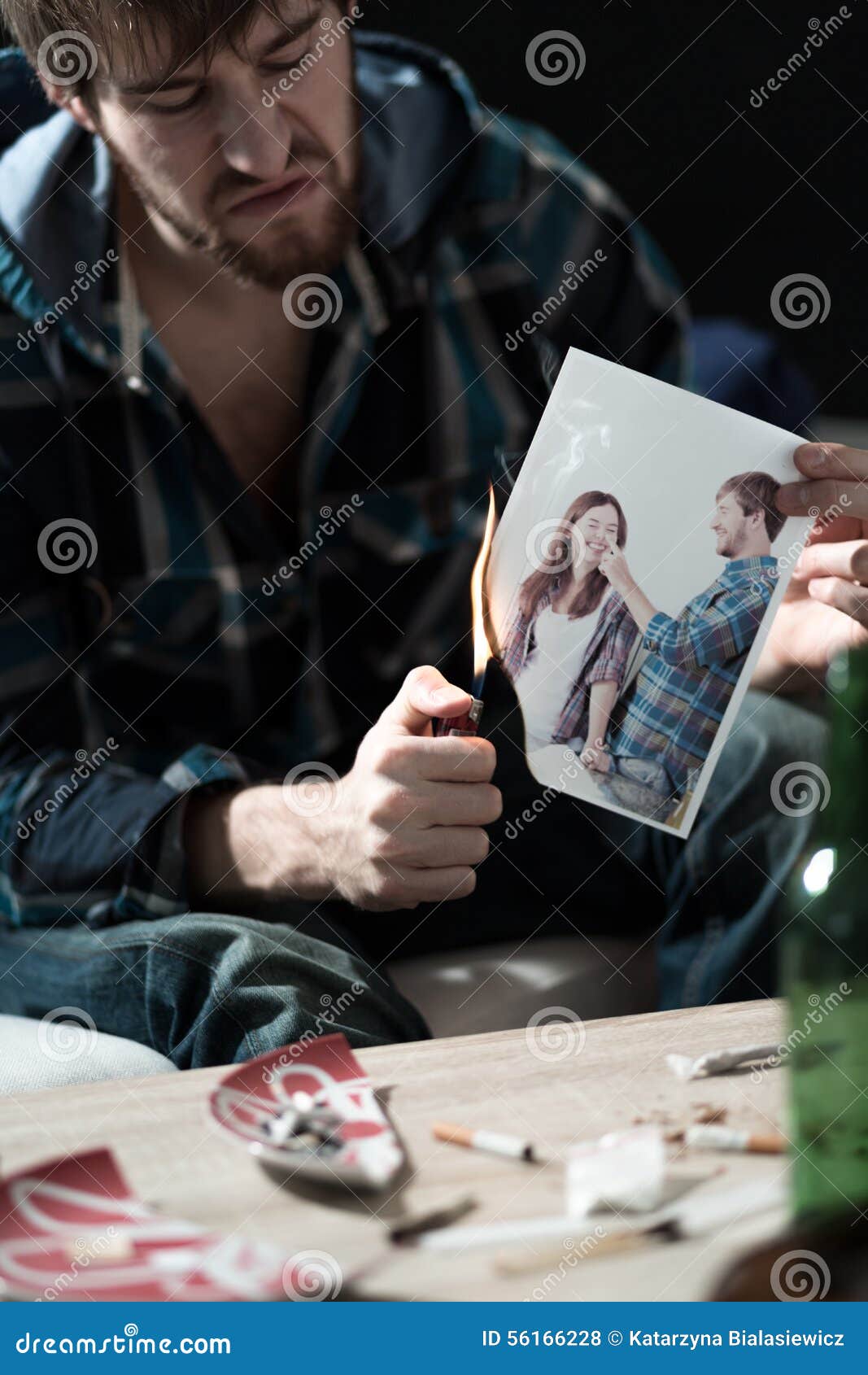 Angry Man Sets Photo on Fire Stock Photo - Image of gloomy, broken ...