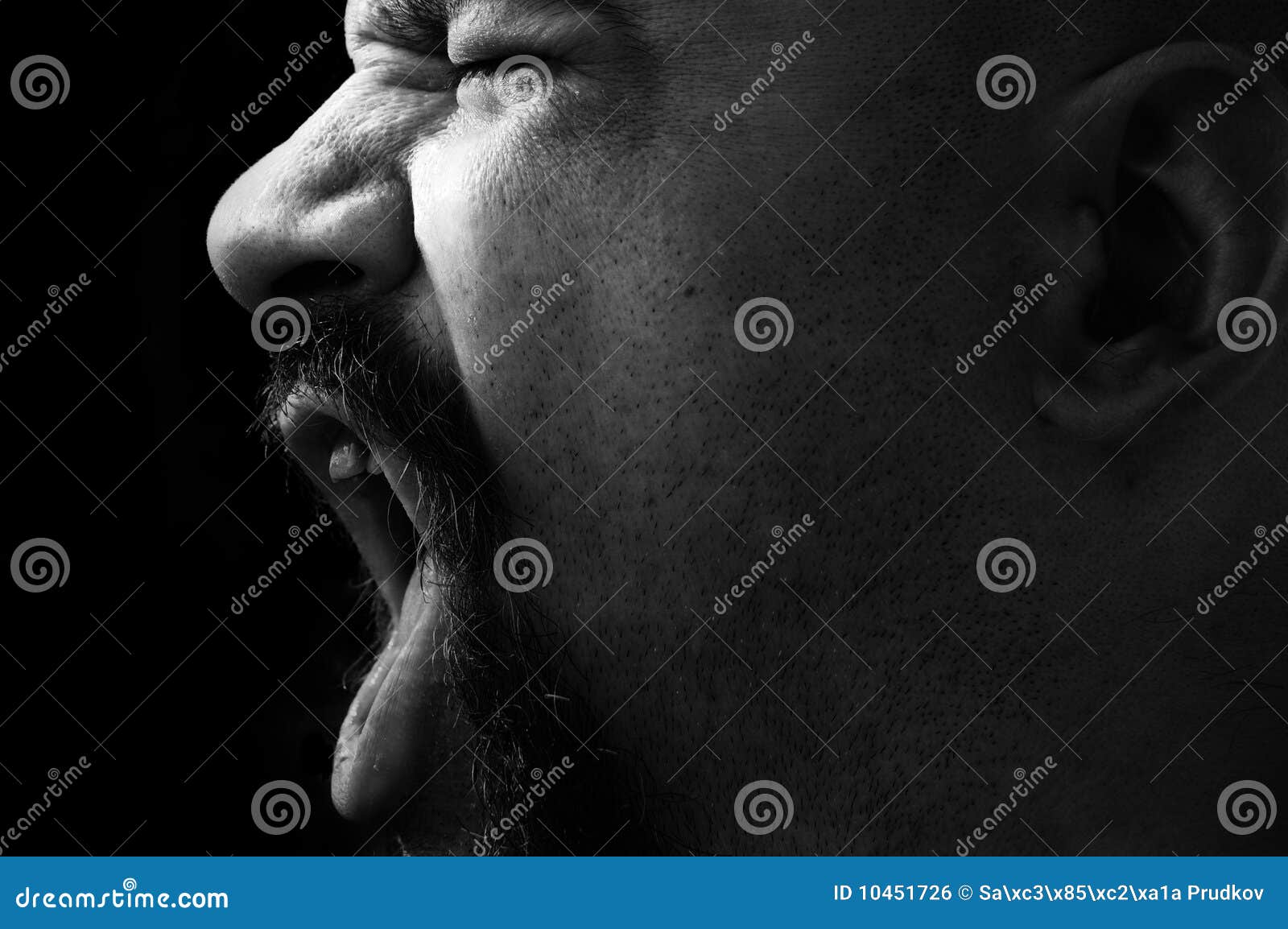 Angry Man Shouting in Black and White Stock Photo - Image of aggressive ...