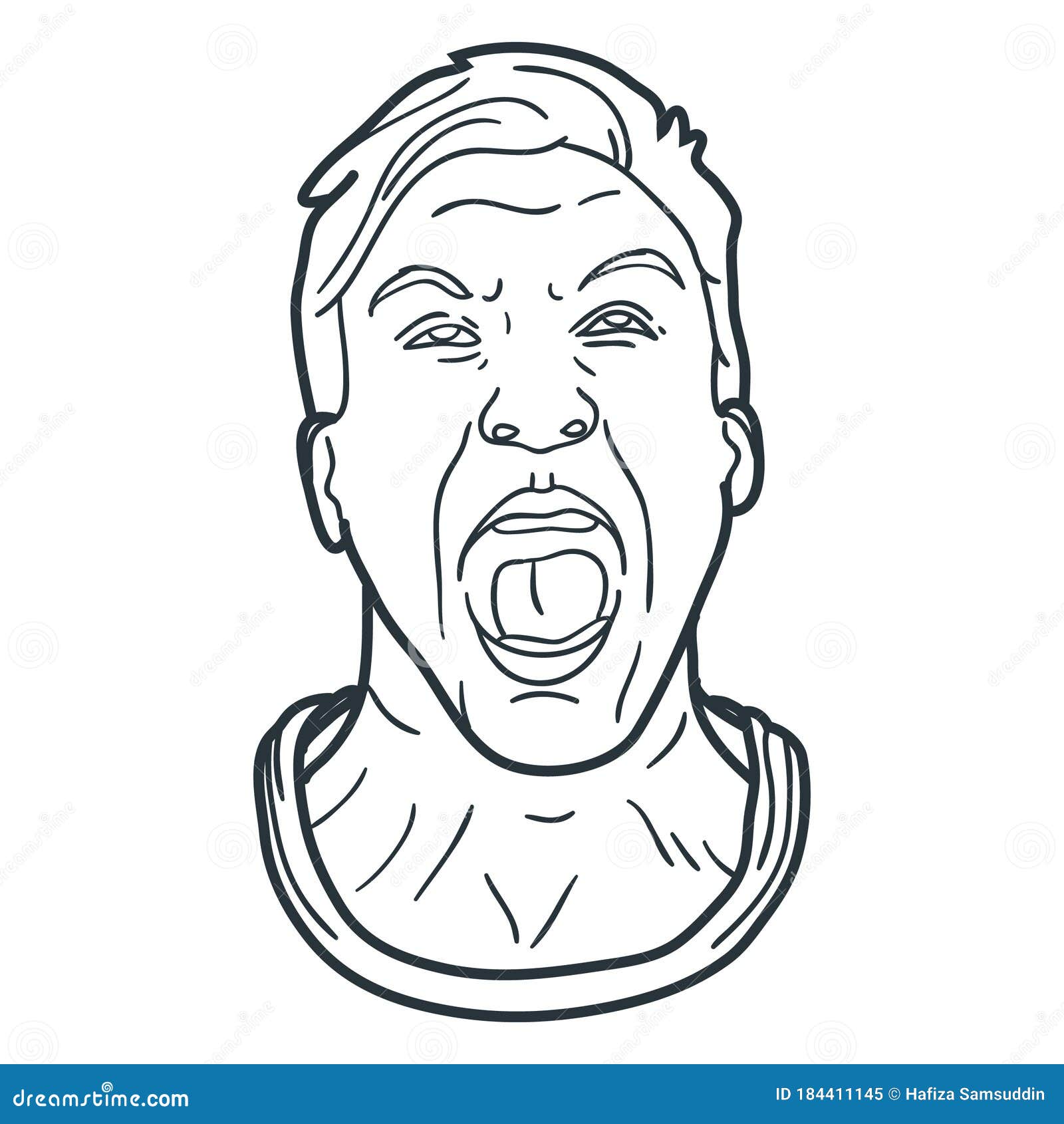 Angry Man Shouting Expression. Vector Illustration Decorative ...