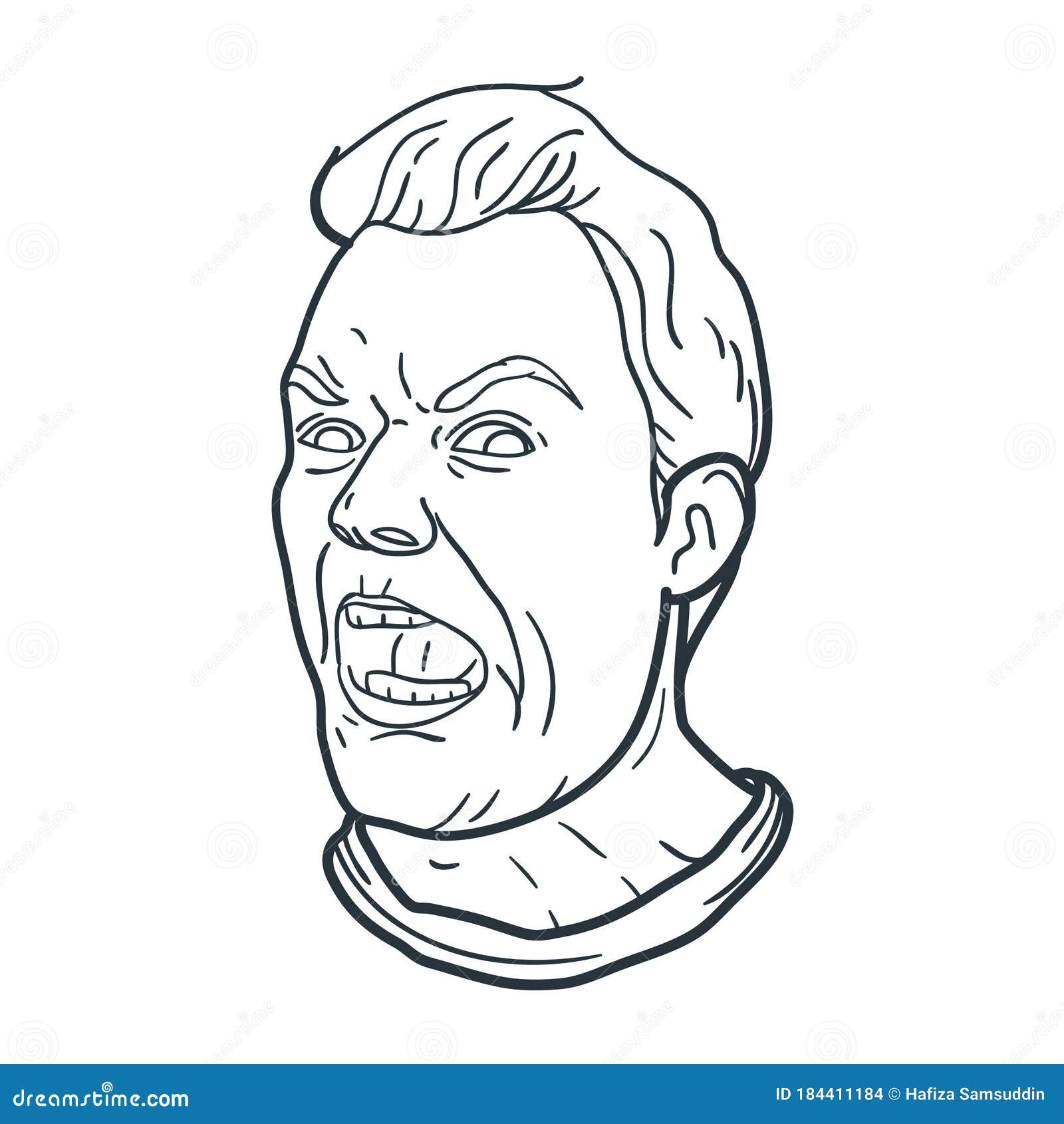 Angry Man Face Sketch