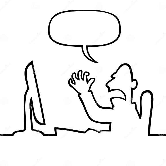 Angry Man Shouting at His Computer Stock Vector - Illustration of ...