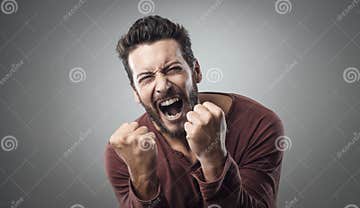 Angry Man Shouting Out Loud Stock Image - Image of anger, insane: 59073379