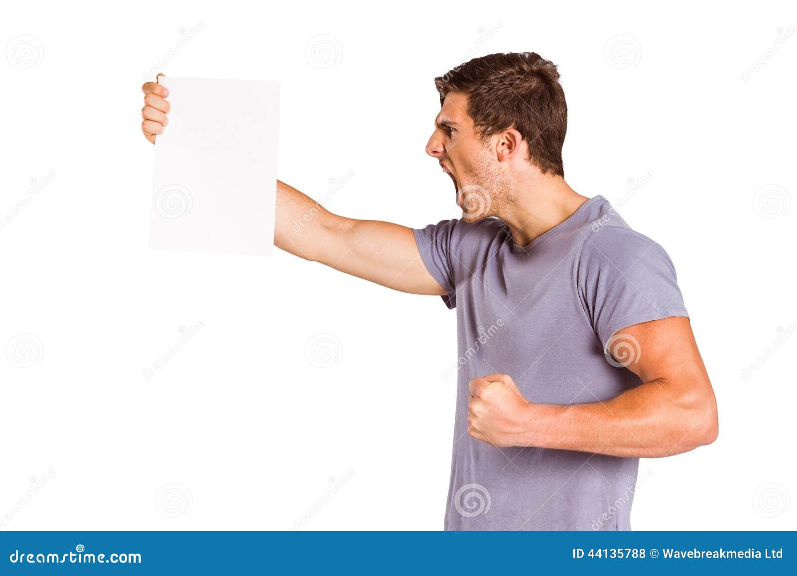 Angry Man Shouting At Piece Of Paper Royalty-Free Stock Image ...