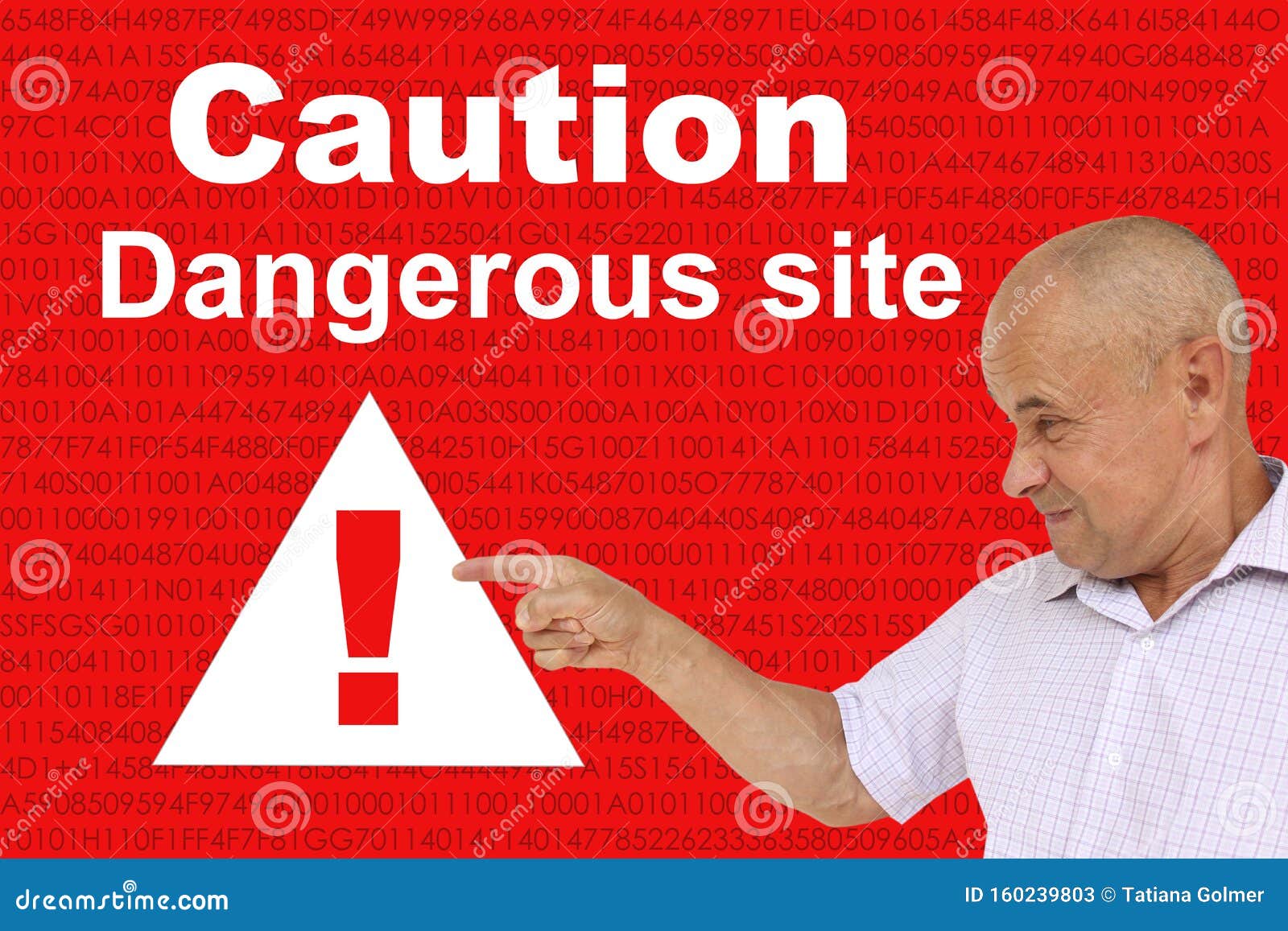 Angry Man Shows An Exclamation Mark On A Triangle, Concept Attention On ...