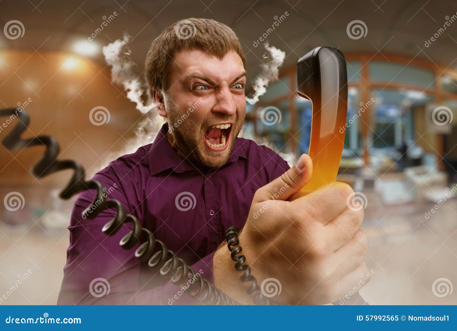 Angry Man Speaks on the Phone Stock Image - Image of indoor, expression ...