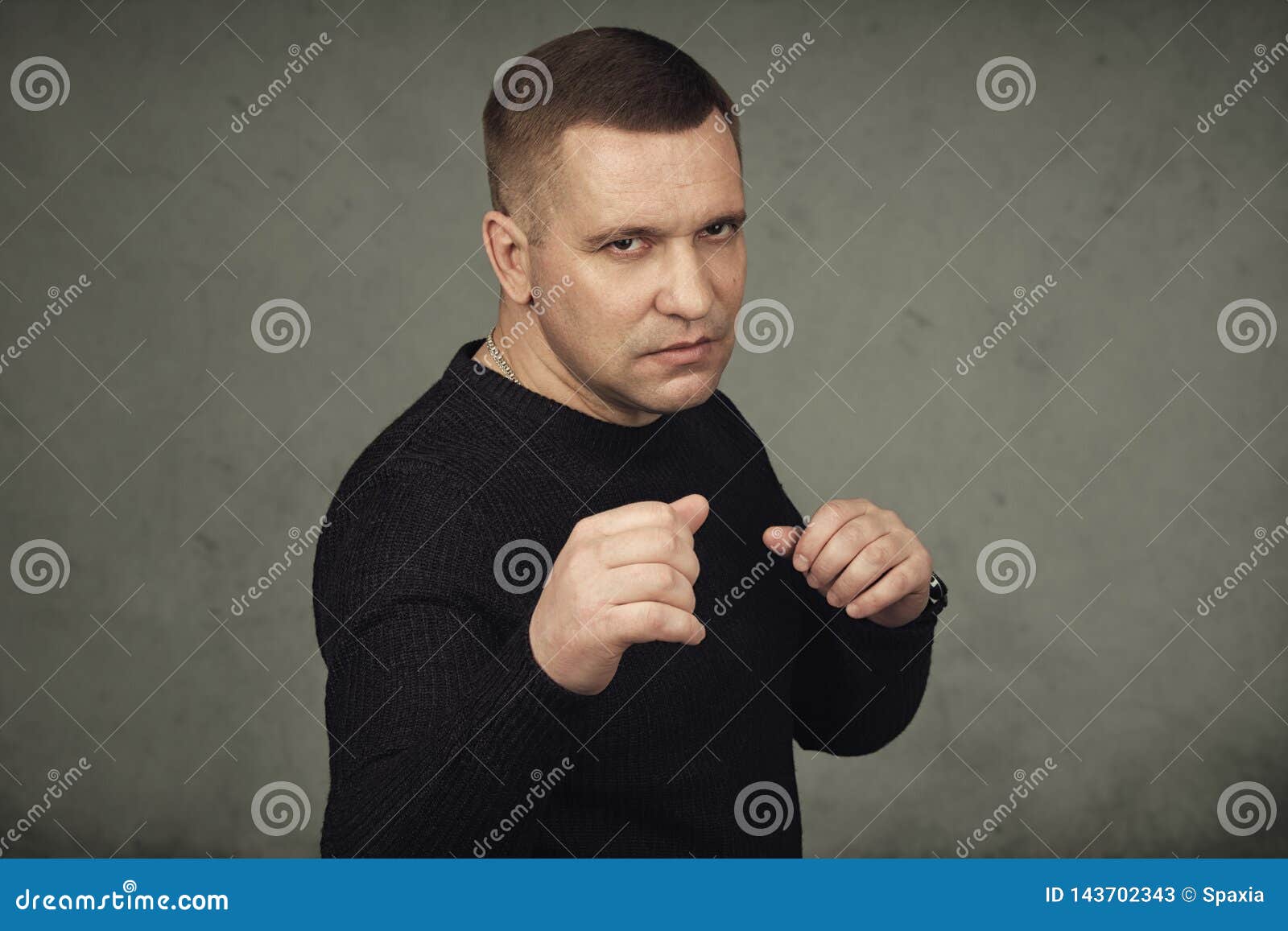 Angry Man Standing in a Fighting Position Stock Image - Image of ...