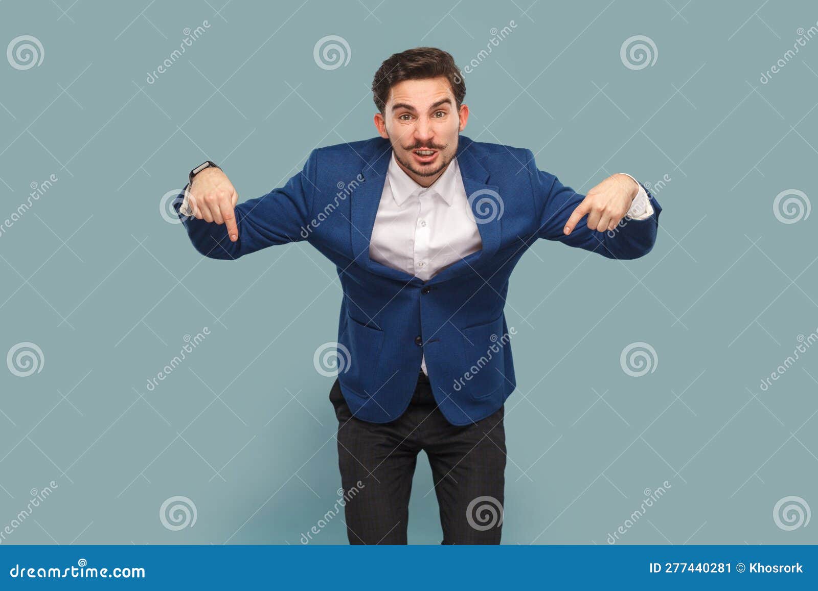 Angry Man Standing Pointing Down, Giving Command, Looking at Camera ...