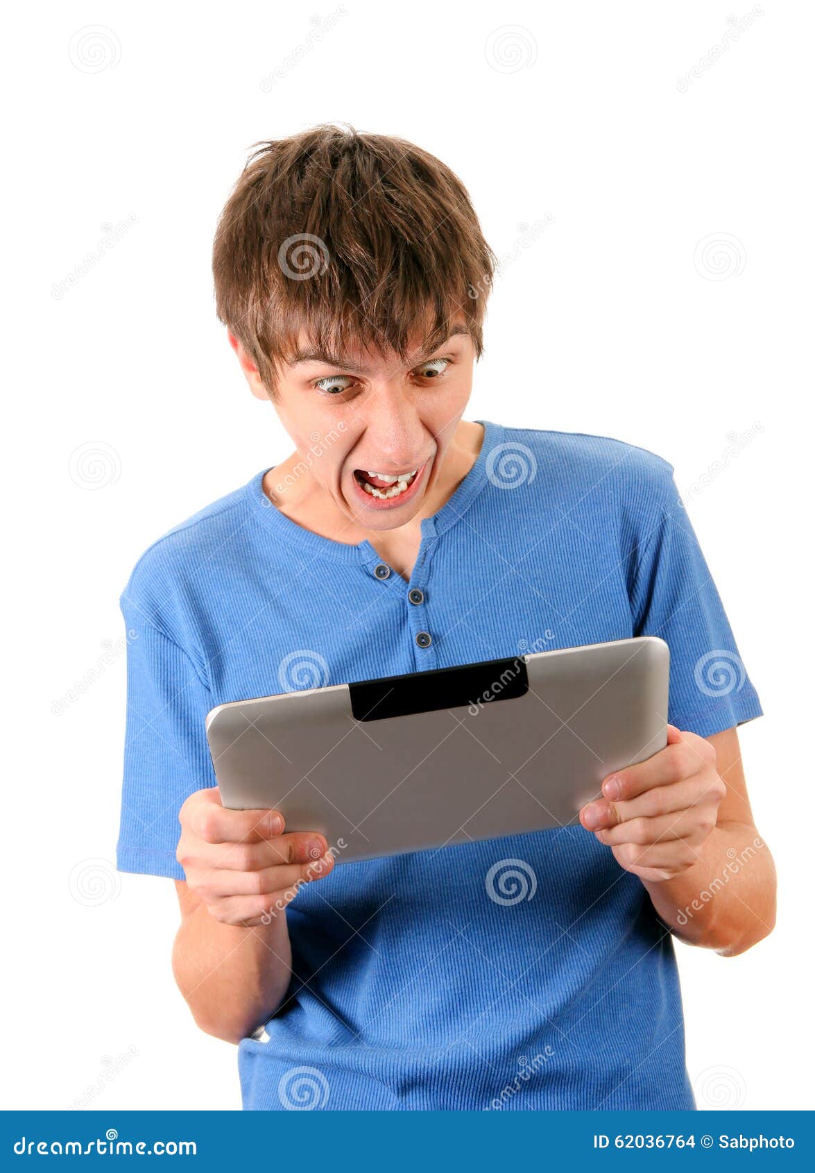 Angry Man with Tablet stock photo. Image of information - 62036764