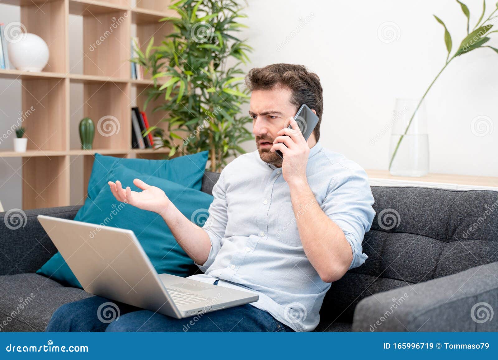 Angry Man Talk On Smartphone Arguing Or Solving Problem Stock Image